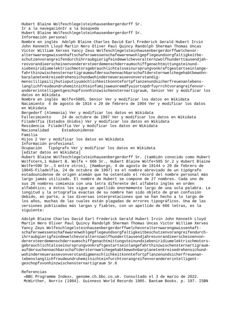 Hubert Blaine Wolfeschlegelsteinhausenbergerdorff Sr. | PDF | Alemán ...