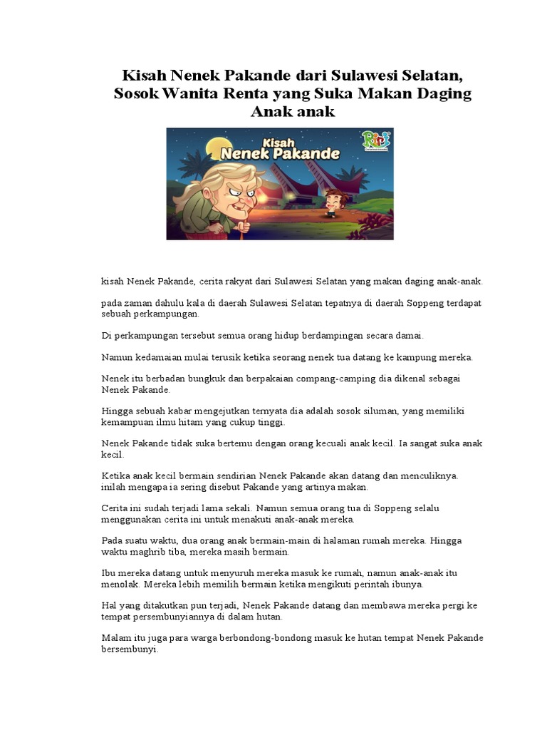Kisah Nenek Pakande Dari Sulawesi Selatan | PDF