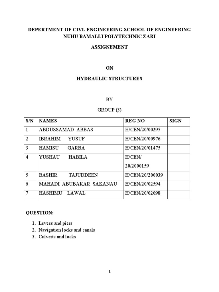 Hydraulic structures assignment by Group 3 | PDF | Environmental ...