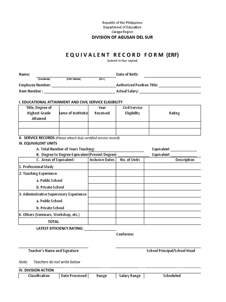ERF Form | PDF