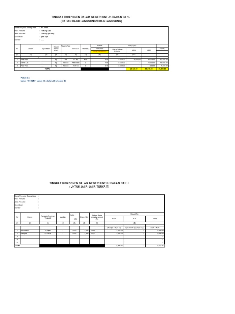 Formulir Isian TKDN Gabungan Barang & Jasa | PDF