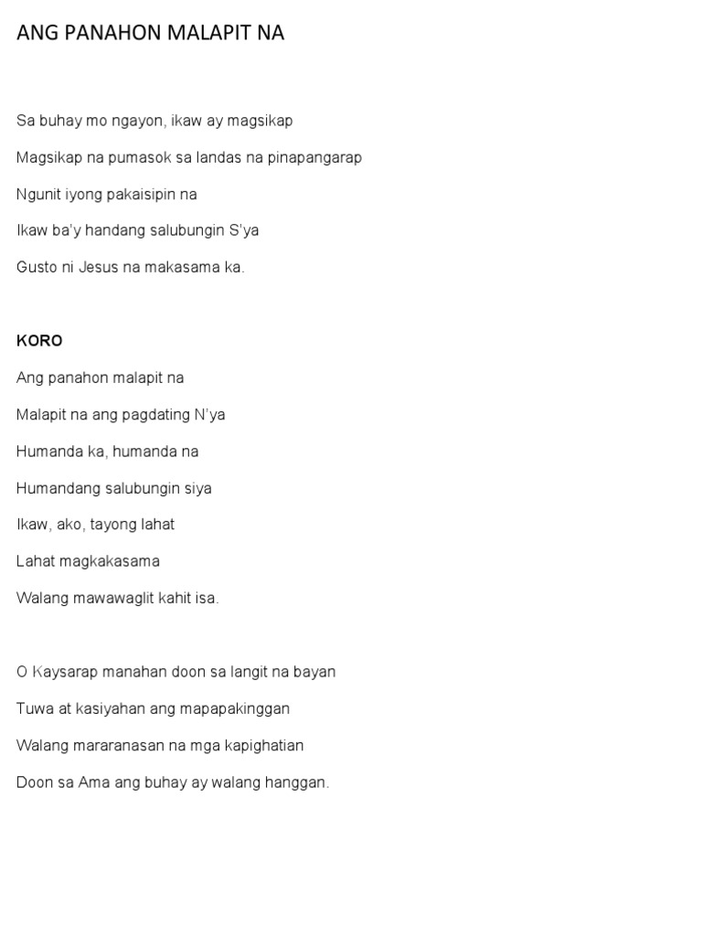 Ang Panahon Malapit Na | PDF