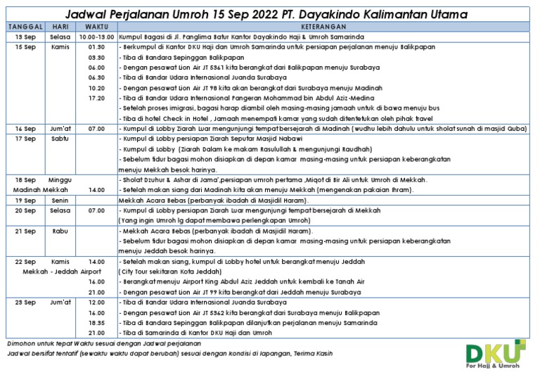 Itin Umroh 15 Sep 2022 | PDF