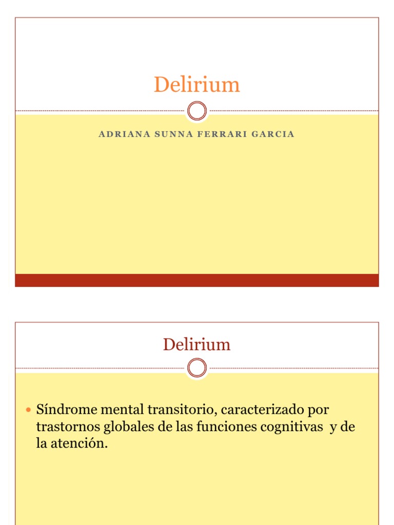 Delirium | PDF | Demencia | Manual Diagnóstico y Estadístico de los ...