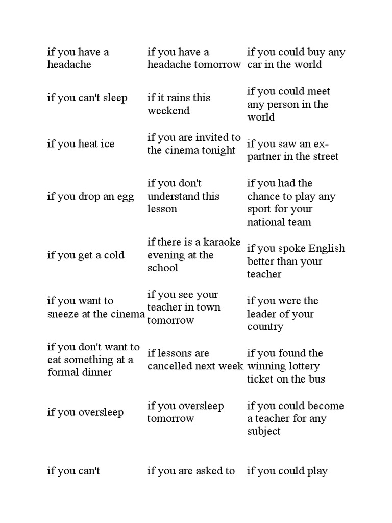 Zero, First, Second Conditional Cards | PDF