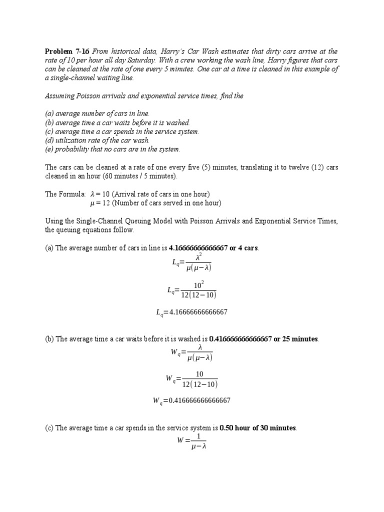 Harry's Car Wash - Queuing Theory | PDF | Statistical Theory | Applied Mathematics