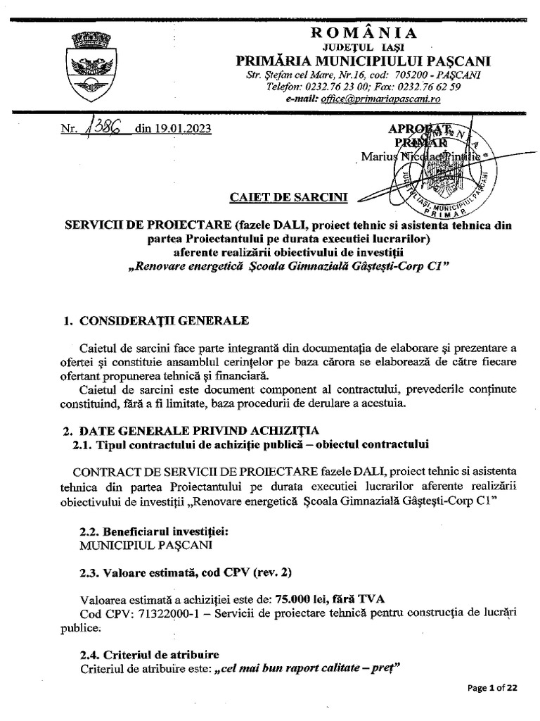 CS Contract Formulare Proiectare-Scoala Gastesti | PDF | Disability ...