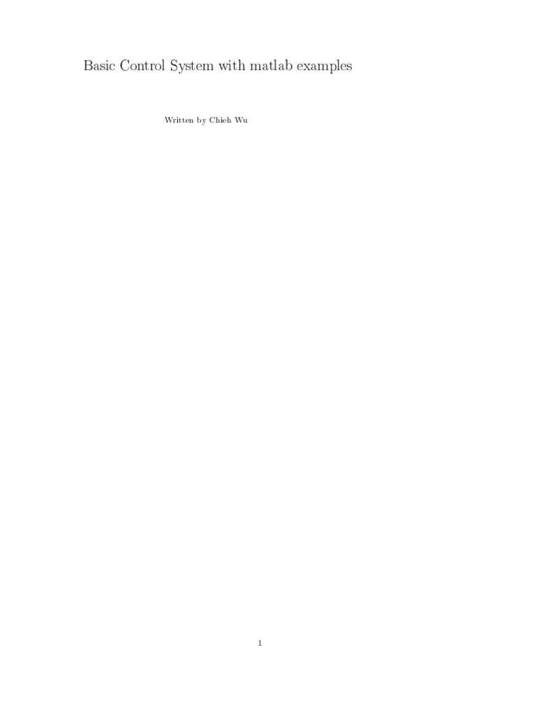 Basic Control System With Matlab Examples | PDF | Derivative | Equations