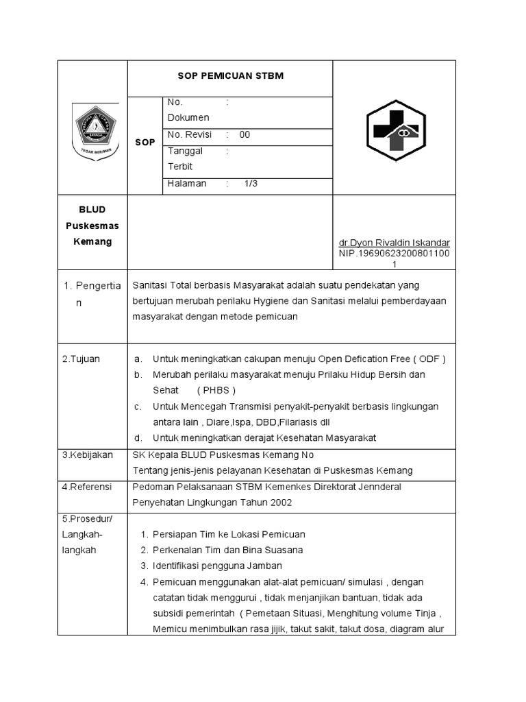 SOP Pemicu STBM untuk Puskesmas Kemang | PDF