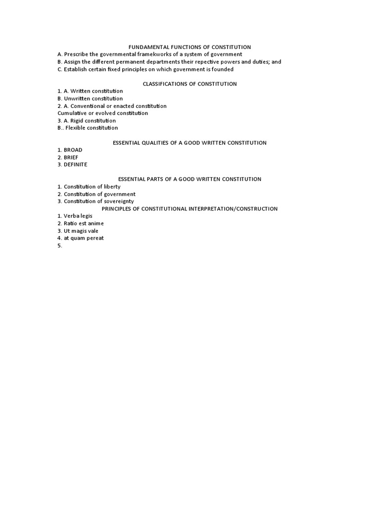 Functions of a Constitution Explained | PDF | Politics | Law