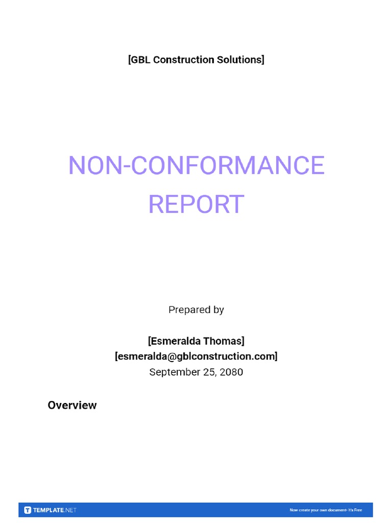 Non-Conformance Report Example | PDF