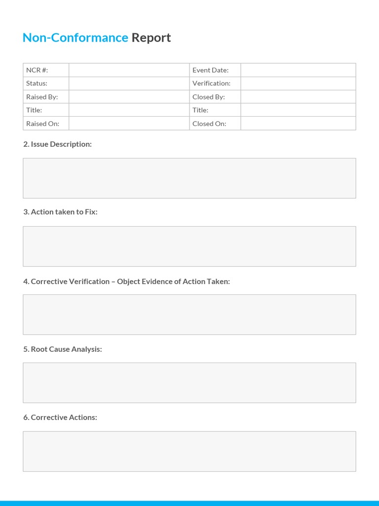 Non Conformance Report Template Example | PDF