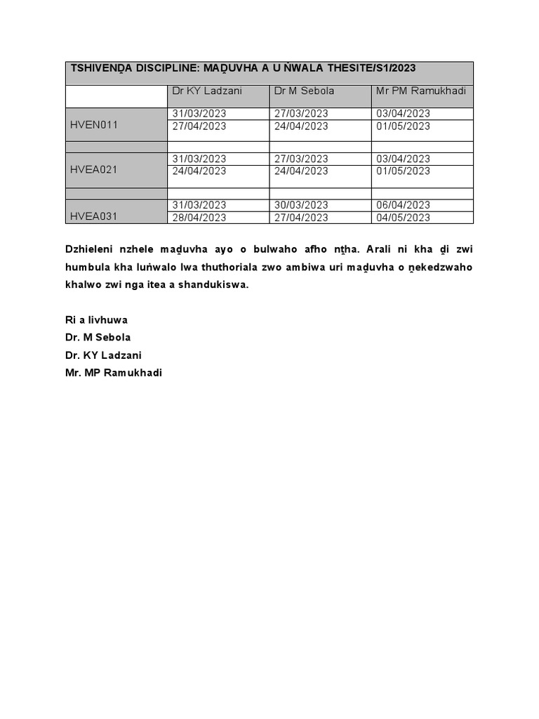 Tshiven A Discipline - Maduvha A U Nwala Thesite - s1 - 2023 | PDF