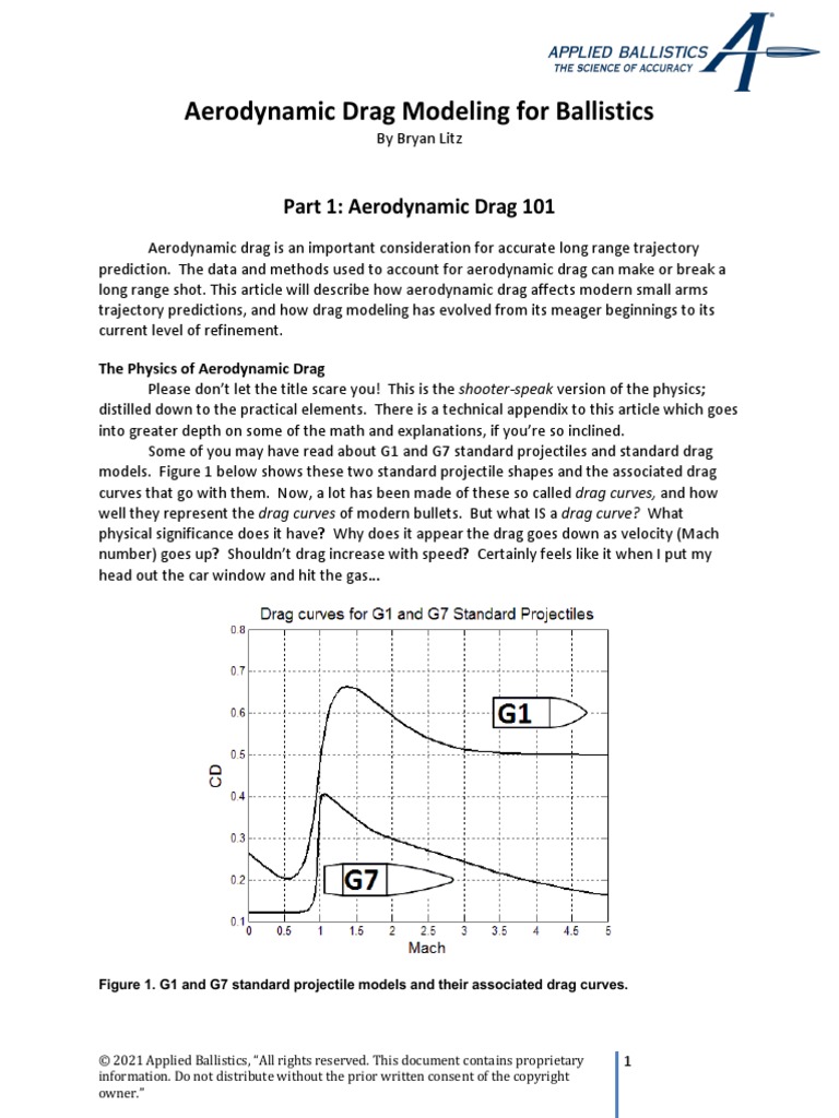 Aerodynamic Drag Modeling For Ballistics | PDF | Bullet | Drag (Physics)