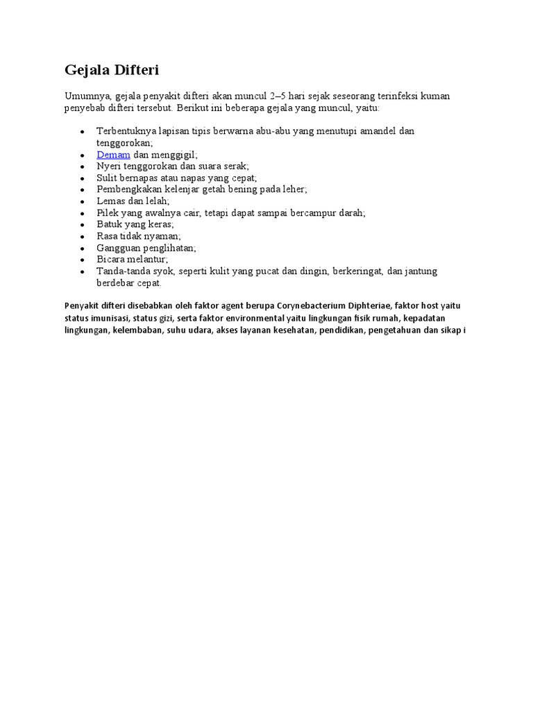 Gejala Difteri dan Penyebabnya | PDF | Kesehatan Holistik | Sains & Matematika