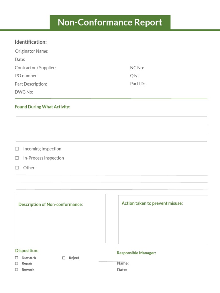 Simple Non Conformance Report Letter | PDF