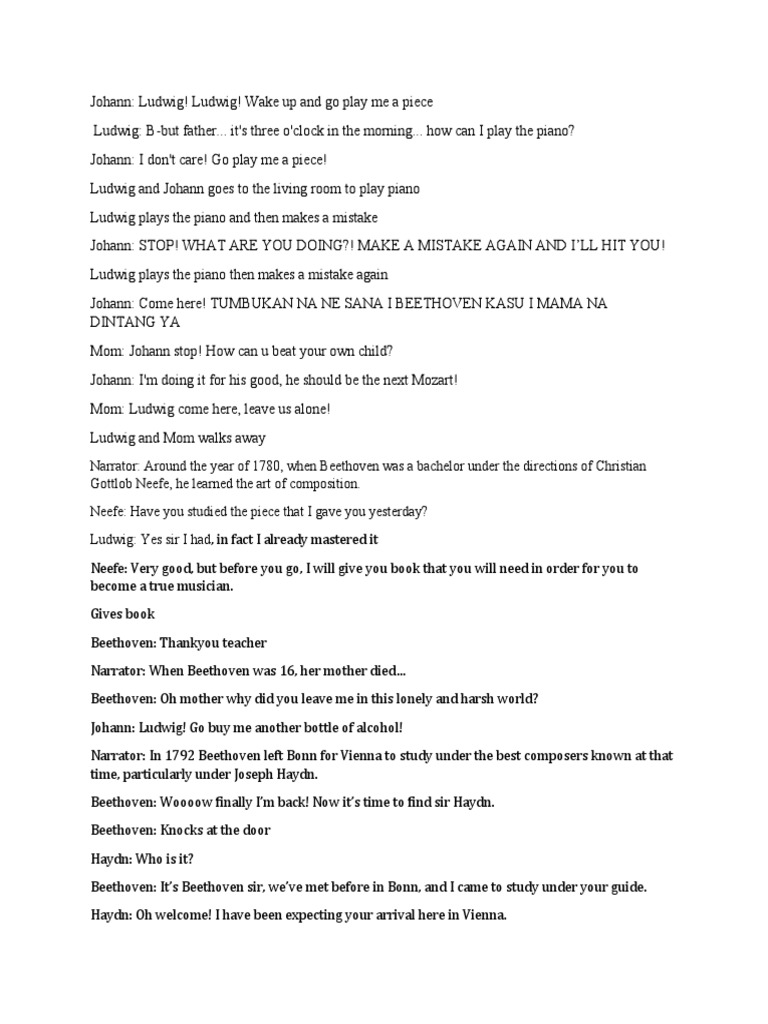 Script Music Beethoven Life | PDF | Ludwig Van Beethoven | Classical Music