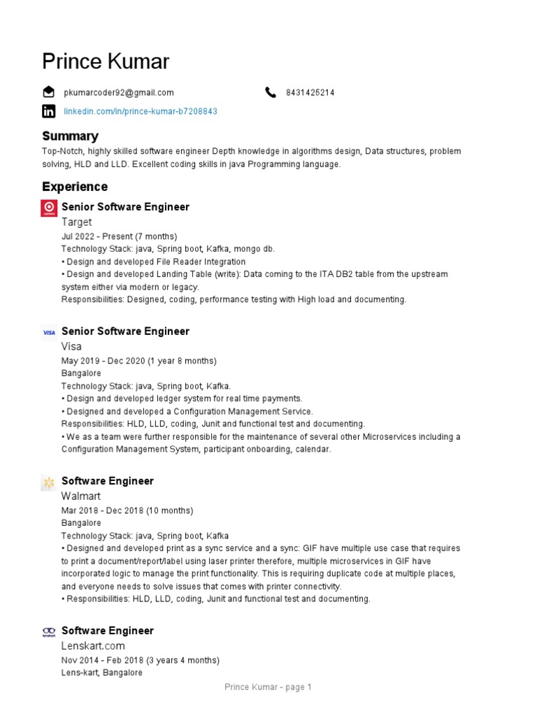 Resume Prince Kumar | Download Free PDF | Computer Programming | Software Resume Prince Kumar | Download Free PDF | Computer Programming | Software