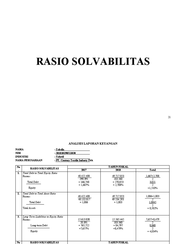 Workseet Rasio Leverage Tabtil 030 | PDF