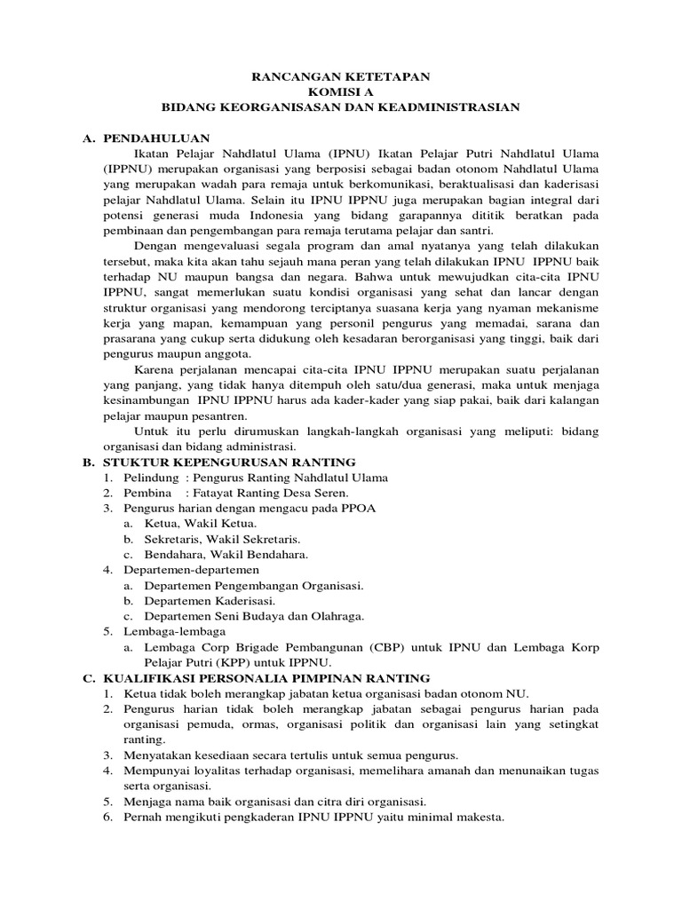 RVS Draft Sidang Komisi A PR Seren | PDF