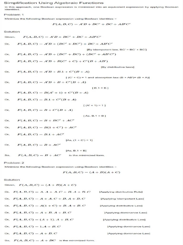 Boolean Function Simplification Pdf
