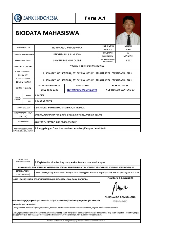 1 - Nuronaldo Romadhona - Form A1 | PDF