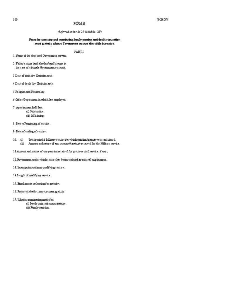 Form For Assessing and Sanctioning Family Pension and Death-Cum-Retire ...