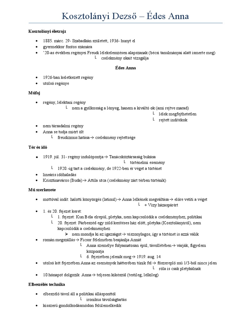 Kosztolányi Dezső - Édes Anna O | PDF
