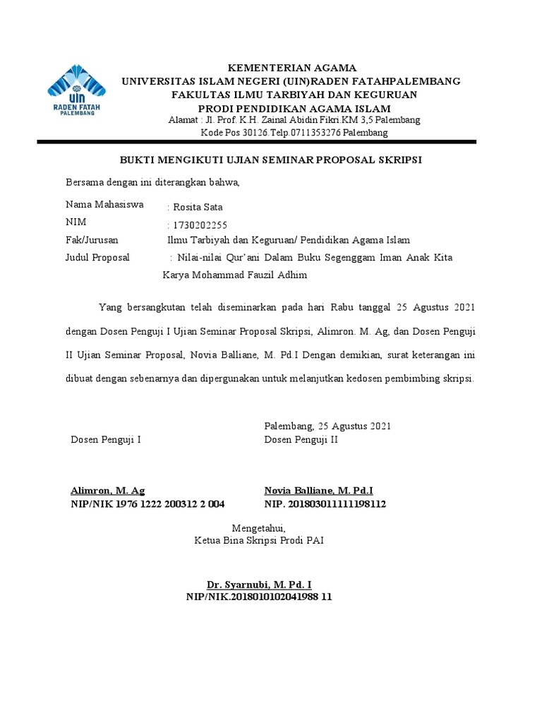 Bukti Mengikuti Sempro | PDF