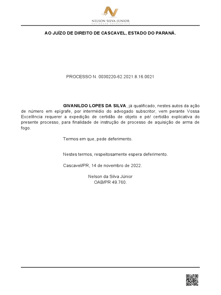 Certidão de Objeto e Pé - Explicativa | PDF