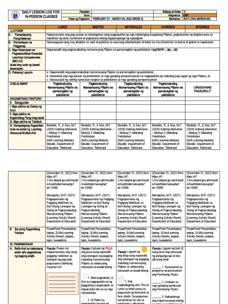 G5 Q3W3 DLL ESP (MELCs) | PDF