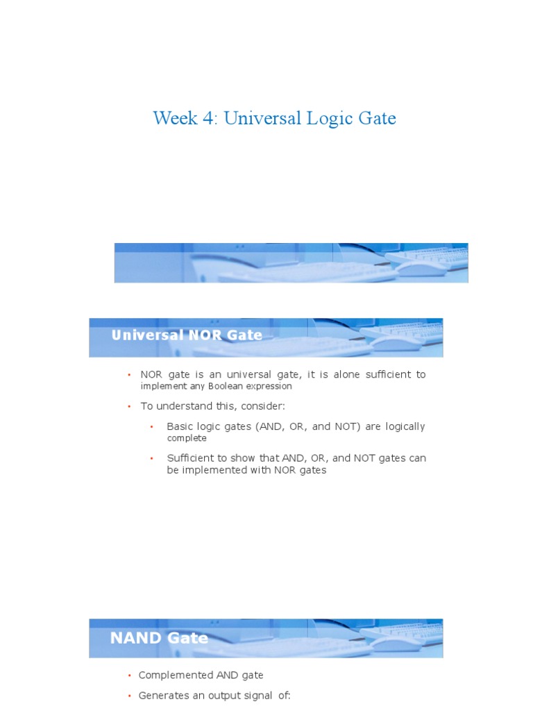 Universal Gate | PDF | Logic Gate | Boolean Algebra