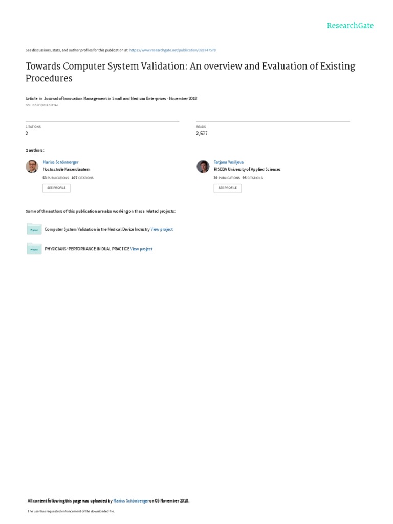 Towards Computer System-Validation | PDF | Medical Device | Verification And Validation