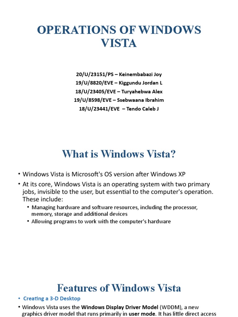 Overview of Windows Vista Features | PDF | Windows Vista | Microsoft ...