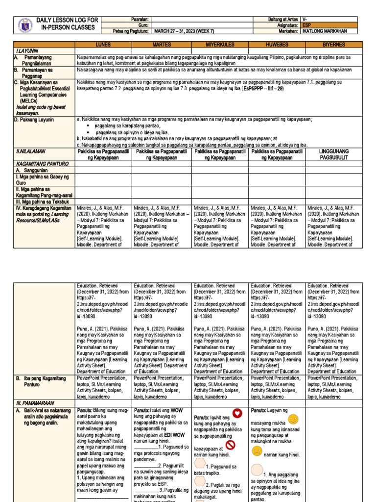 G5 Q3W7 DLL ESP (MELCs) | PDF