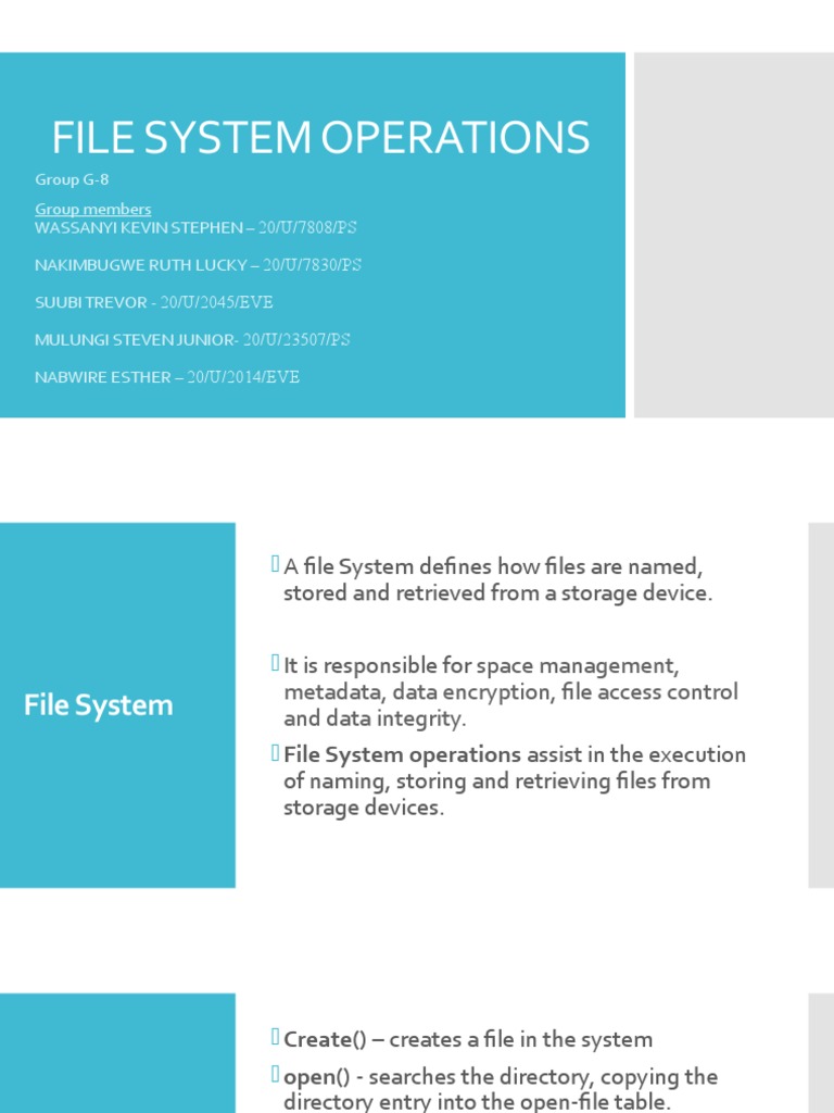 File System Operations Group 8-BSSE | PDF | Computer File | File System