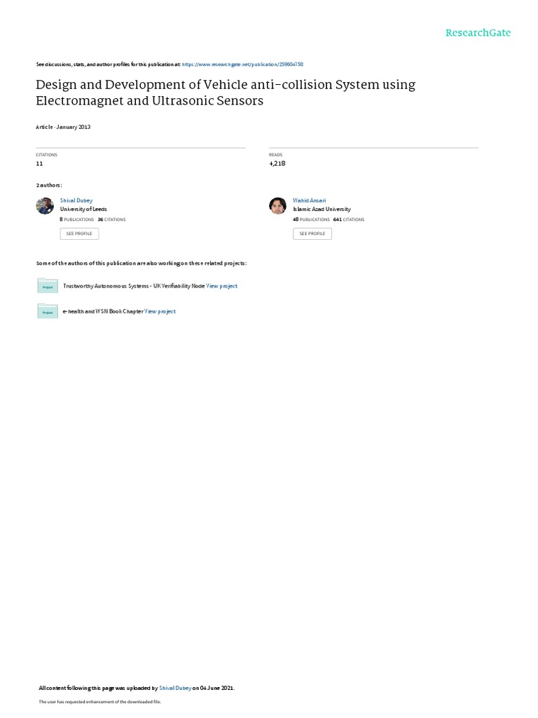 Automatic Vehicle Collision Prevention System Using Electromagnets and ...