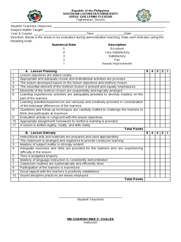 Demo Teaching Rubrics | PDF | Learning | Teachers