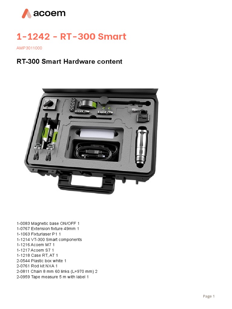 Bill of Materials for the RT-300 Smart Alignment and Monitoring System ...