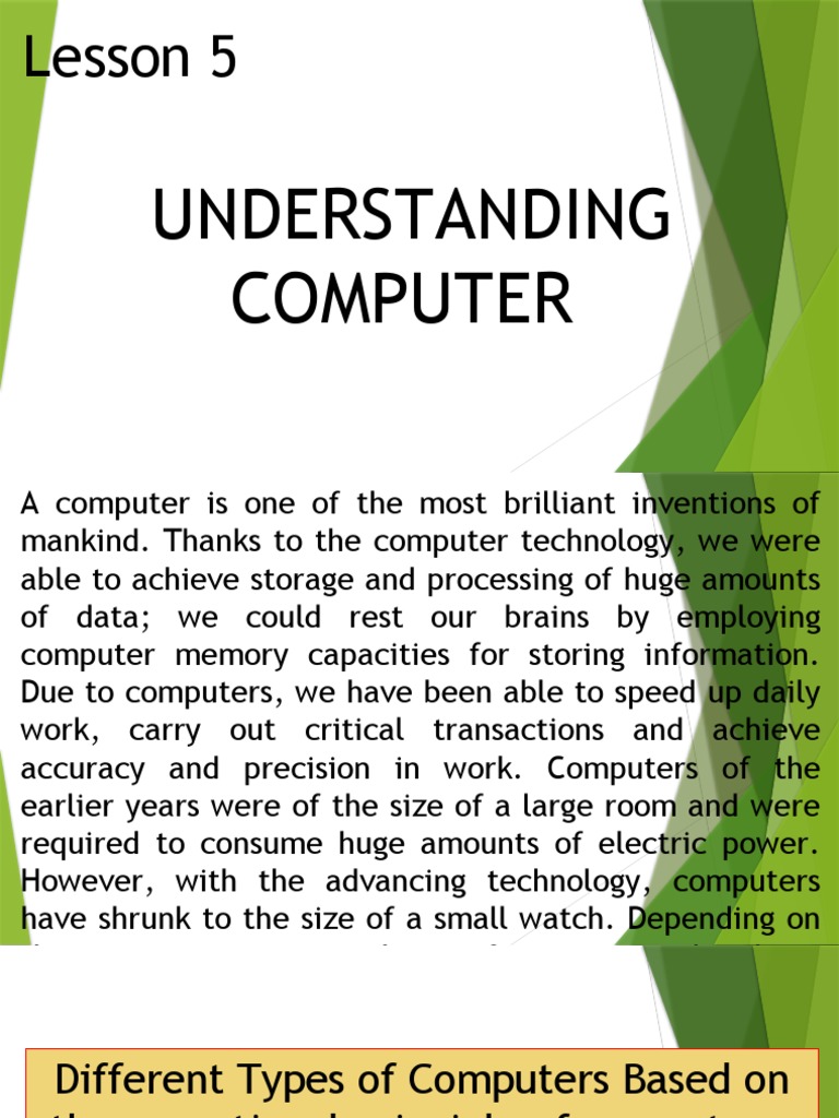 Lesson 5 Understanding Computer (Autosaved) | PDF | Microcomputers | Mainframe Computer