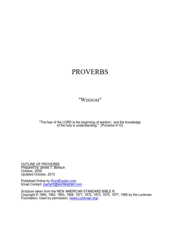 Proverbs Outline | PDF | Book Of Proverbs | Wisdom