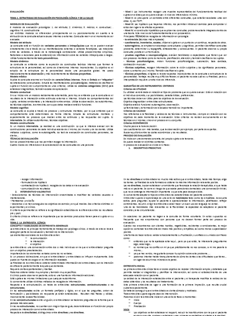 Evaluacion y diagnostico-RESÚMEN | PDF | Evaluación | Sicología