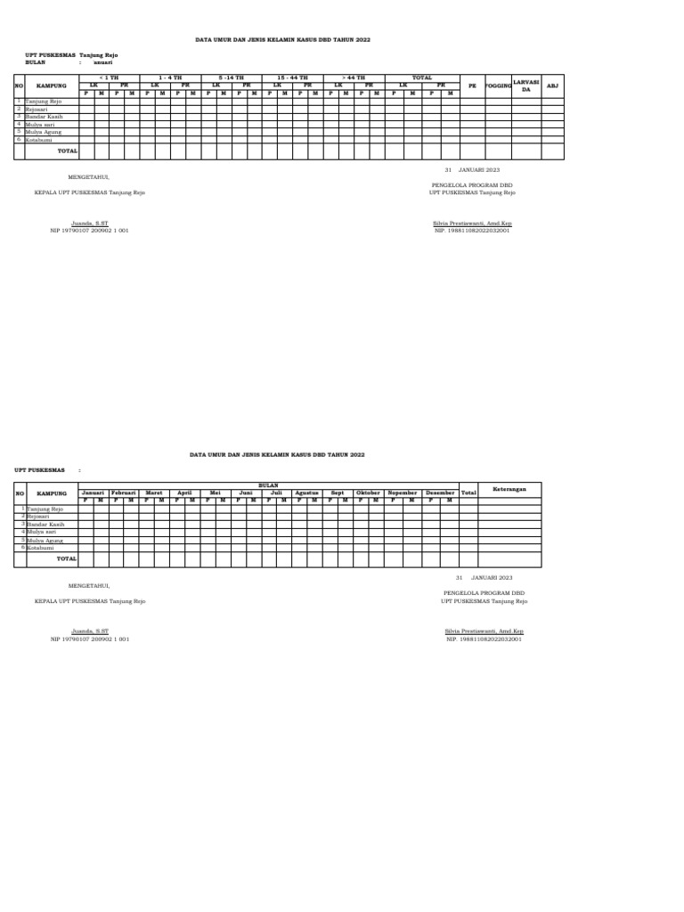 Format Laporan DBD Puskesmas | PDF