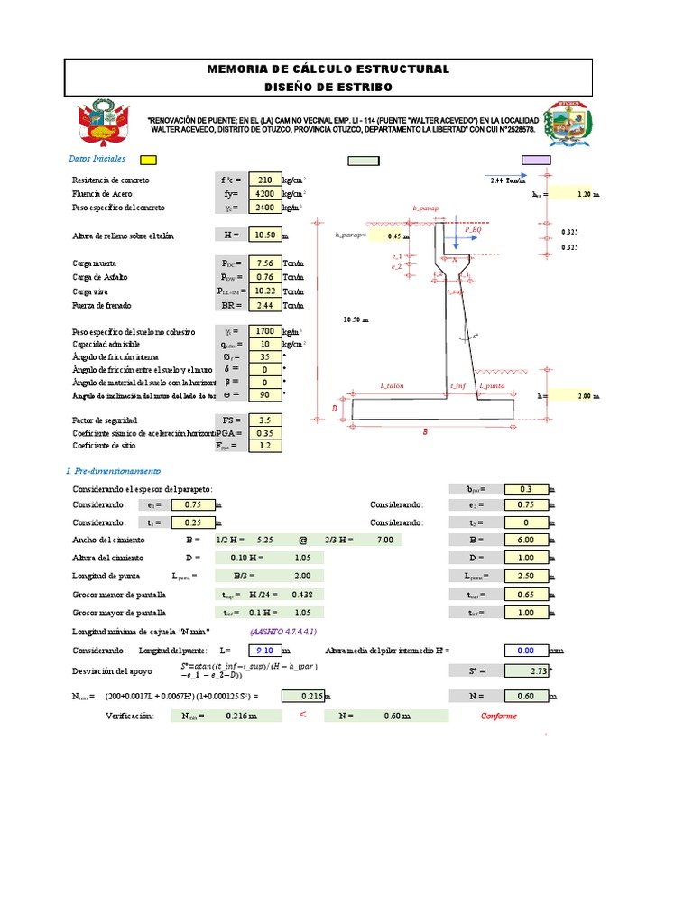 Diseño de Estribo para Puente | PDF | Fricción | Cantidad