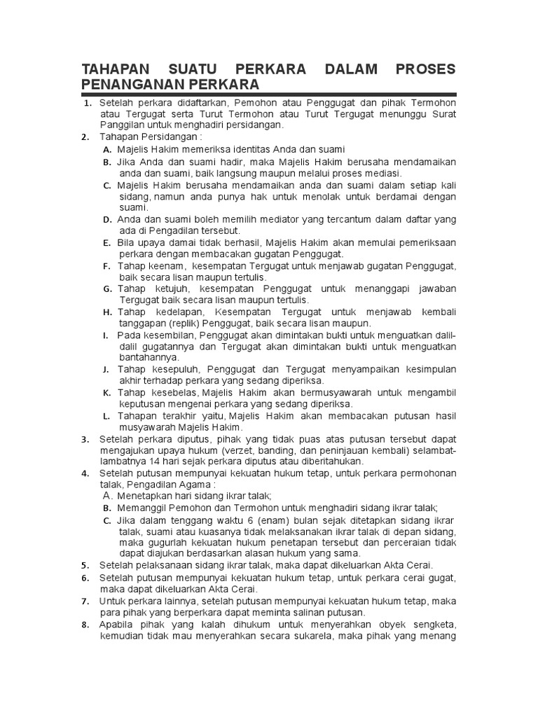 Alur Persidangan Perkara Perdata | PDF