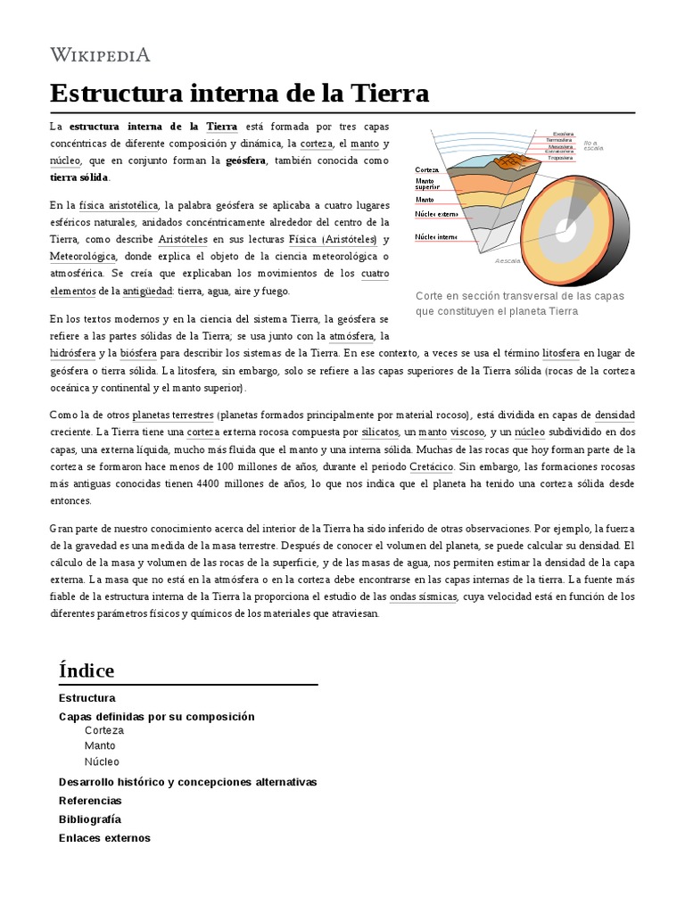 Estructura Interna de La Tierra | PDF | Tierra | Corteza (Geología)