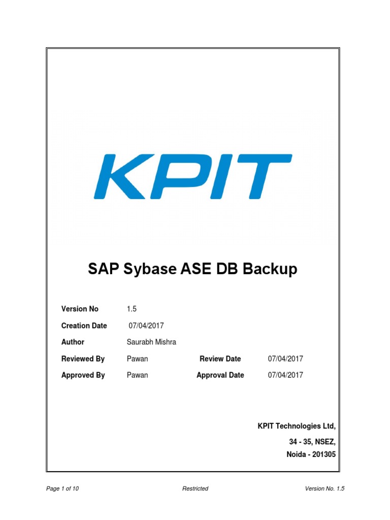 KW Sybase ASE - Automated Backup | PDF | Computer Architecture | Computer Science