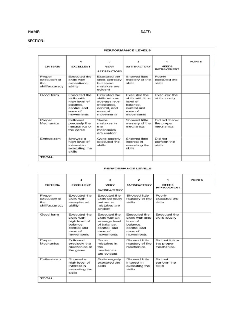 Rubrics For Performance | PDF