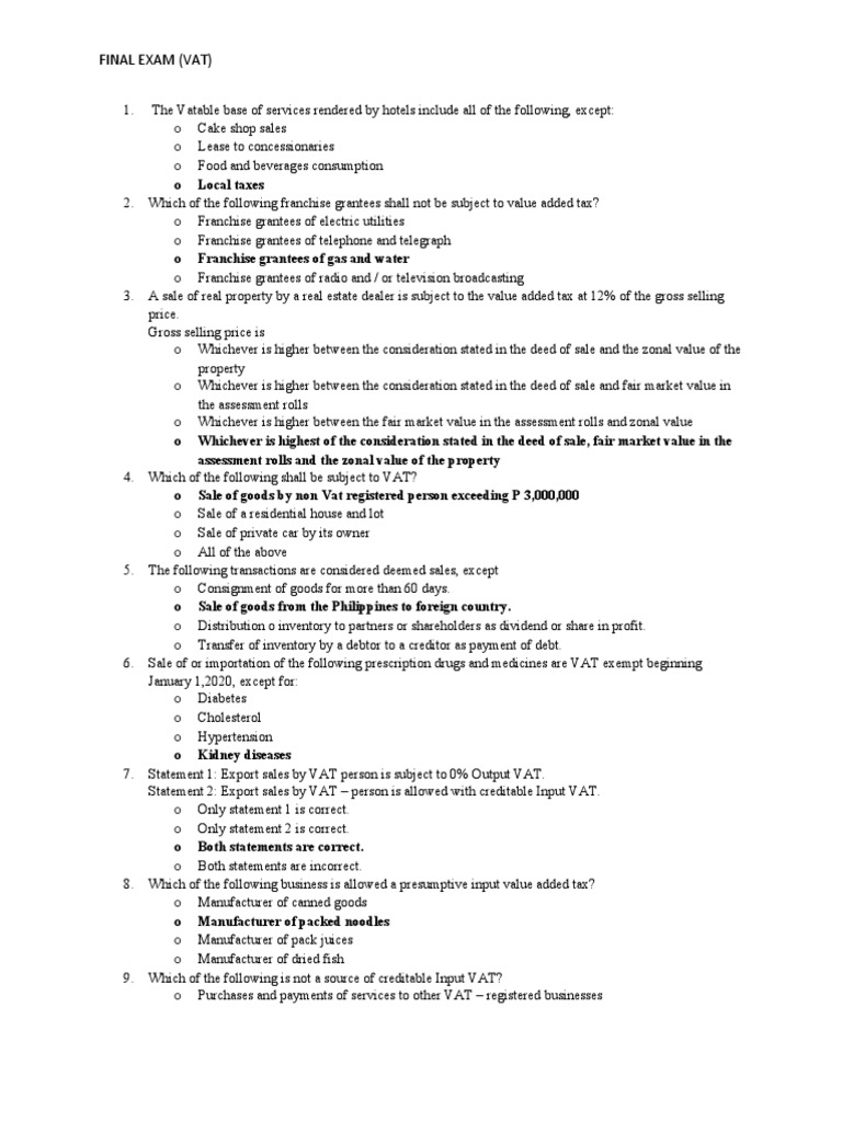 To Be Discussed Final Examination | Download Free PDF | Value Added Tax ...