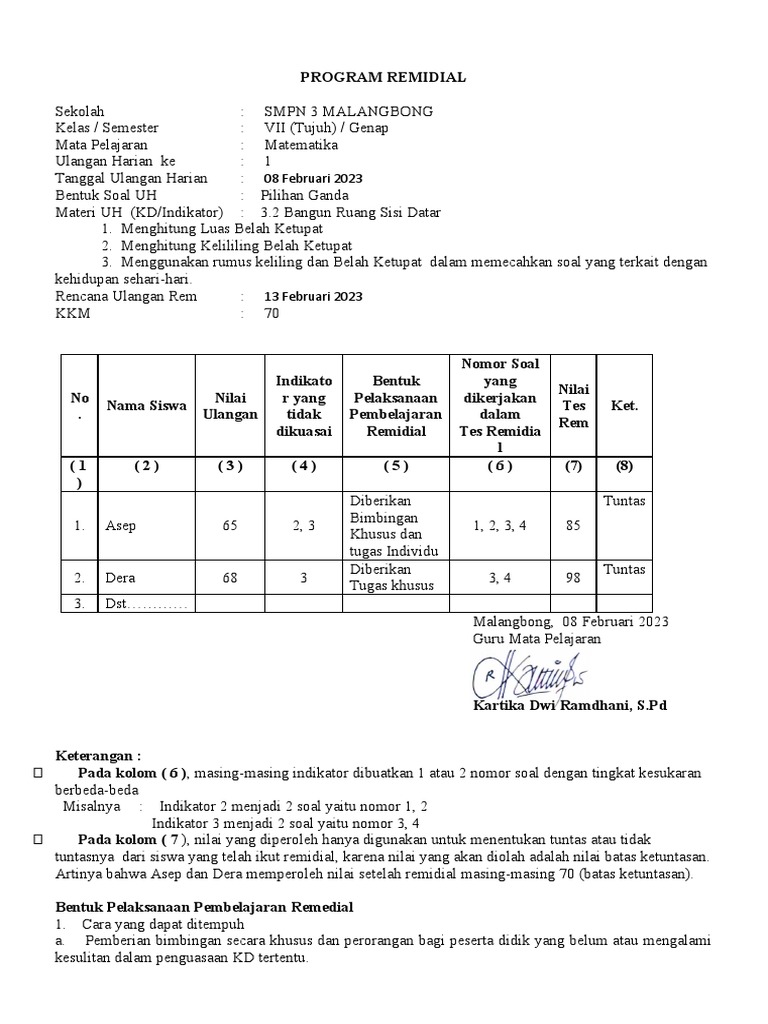 Program Remidial Dan Program Pengayaan 7 | PDF